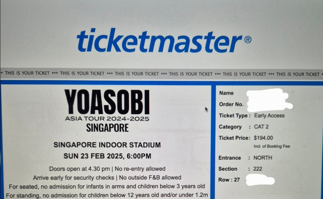 1x CAT 2 Ticket | YOASOBI ASIA TOUR Sun 23 Feb 2025 | Singapore Indoor ...