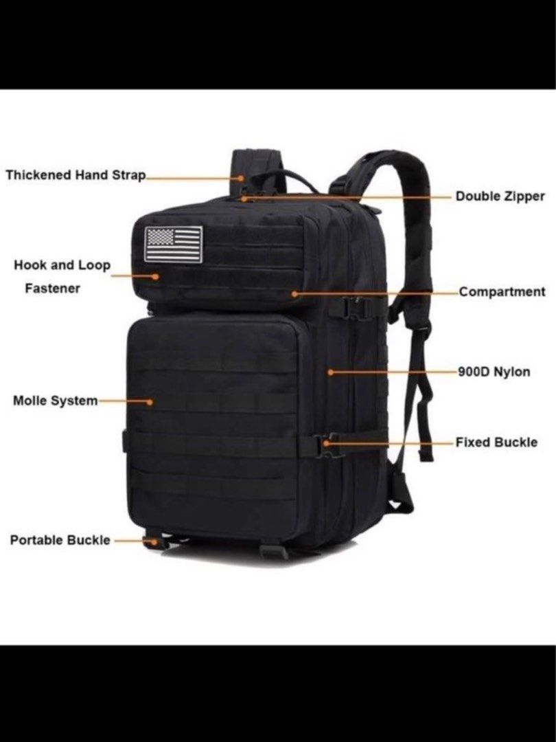 50L Large Capacity Army tactical assault backpack for trekking, hiking ...