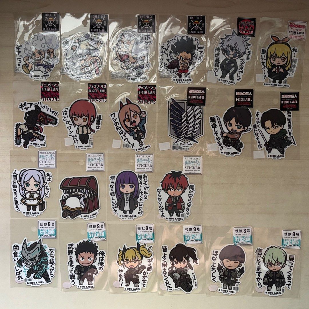 Anime B-side label stickers (one piece Luffy Gear 5, attack on titan ...
