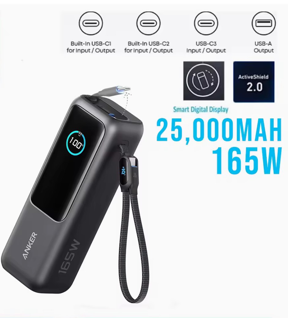 Anker A1695 Laptop Power Bank, 25,000mAh 165W Portable Charger with ...