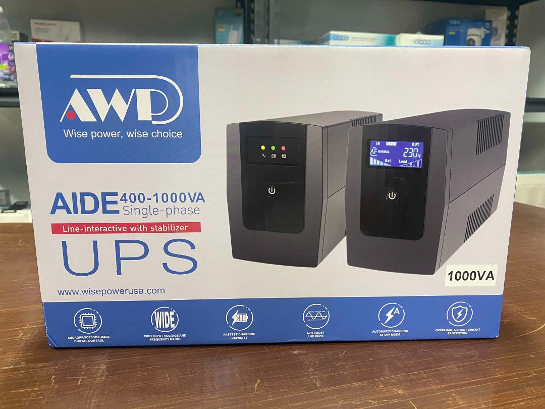 AWP AID650 UPS 650VA/390W Line Interactive 4 Sockets LED Indicators ...