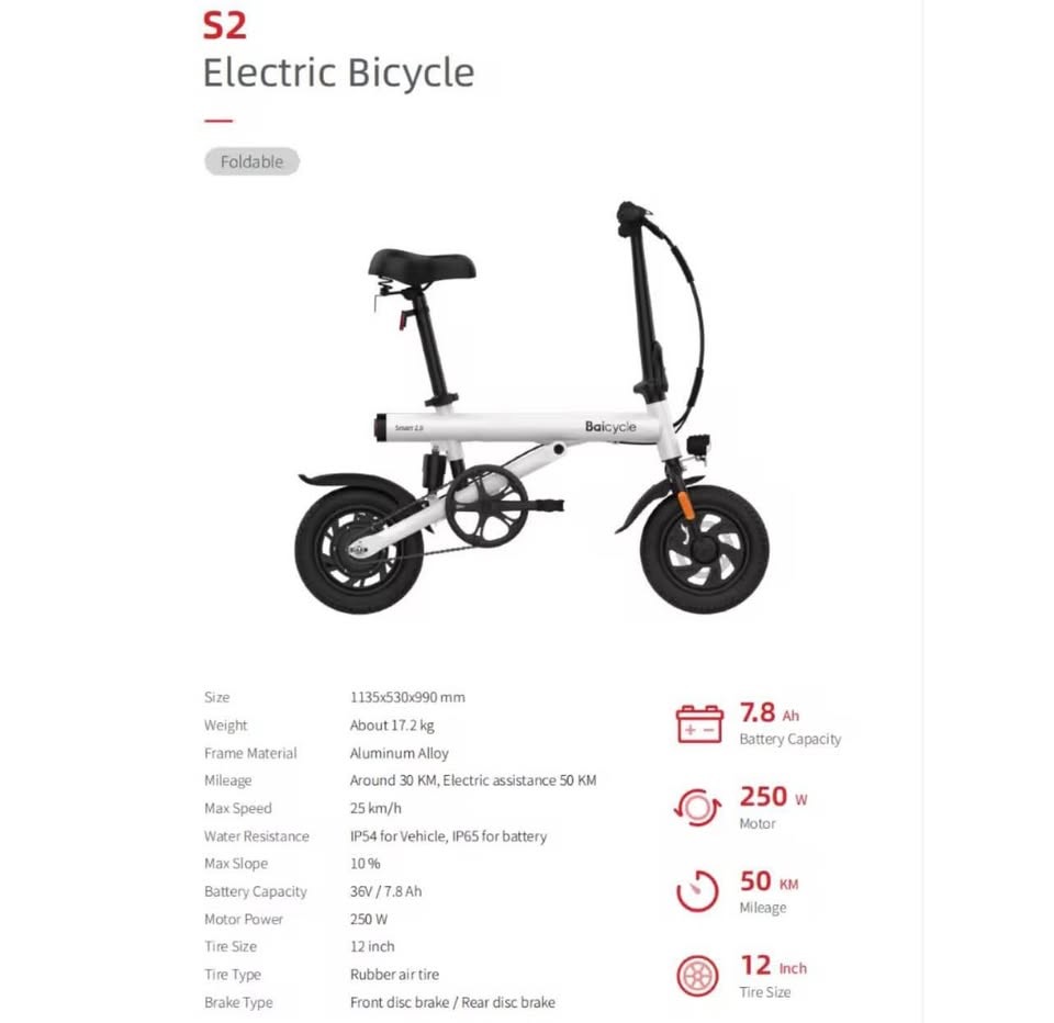 Baicycle S2 Electric Bike Smart 2.0, Sports Equipment, Bicycles & Parts ...