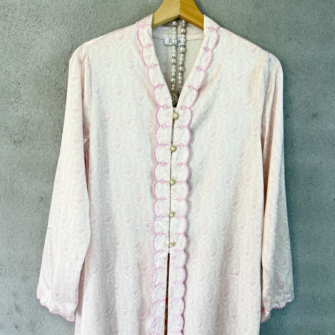 Baju Raya Zalia Basics Kebaya Sulam Batik Pink Green, Women's Fashion ...