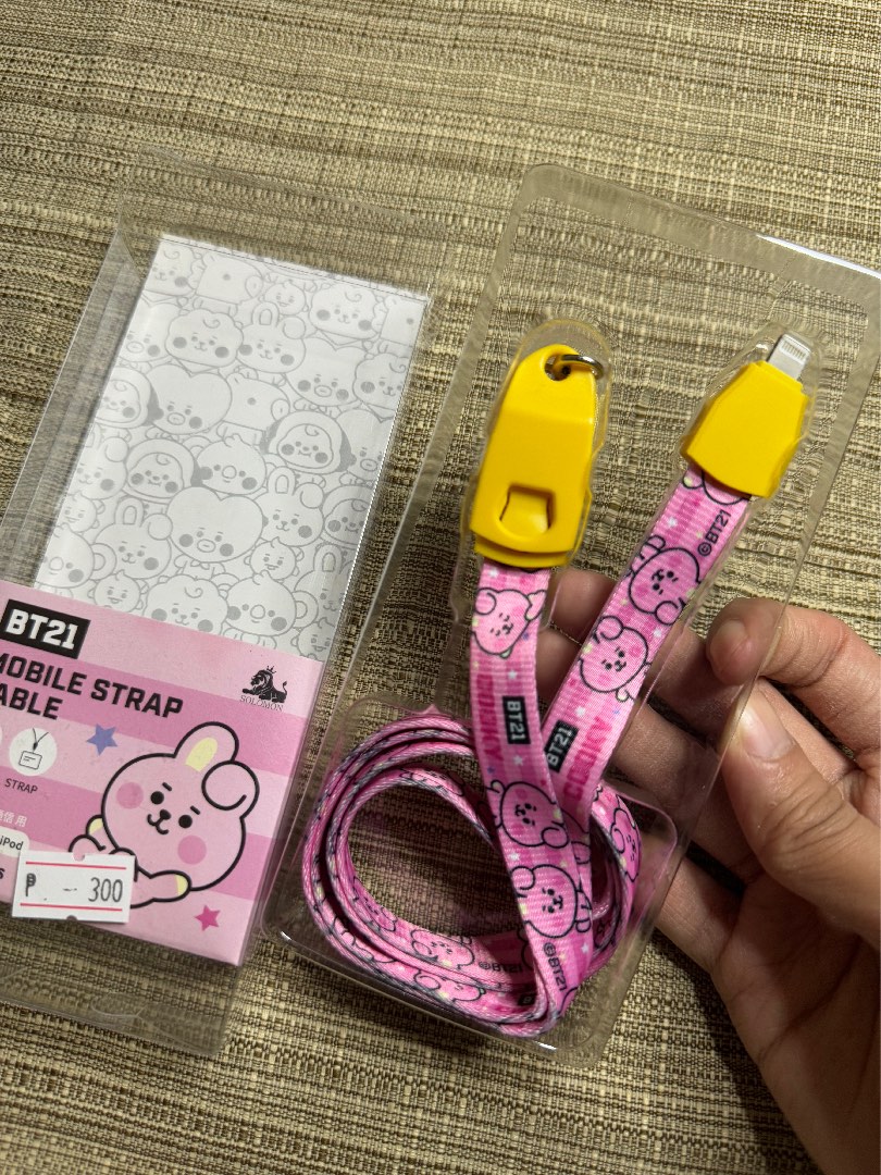 BTS bt21 mobile strap cable charging cable lightning, Hobbies & Toys ...