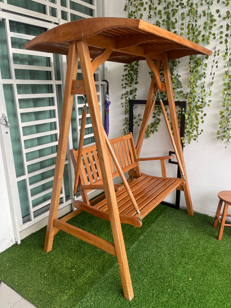 BUAIAN KAYU JATI, Furniture & Home Living, Outdoor Furniture on Carousell