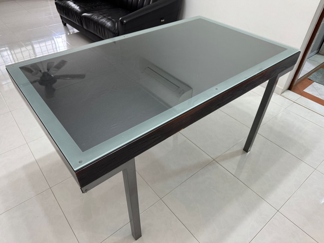 Cellini Dining Table with tempered glass $40 (self pickup), Furniture ...