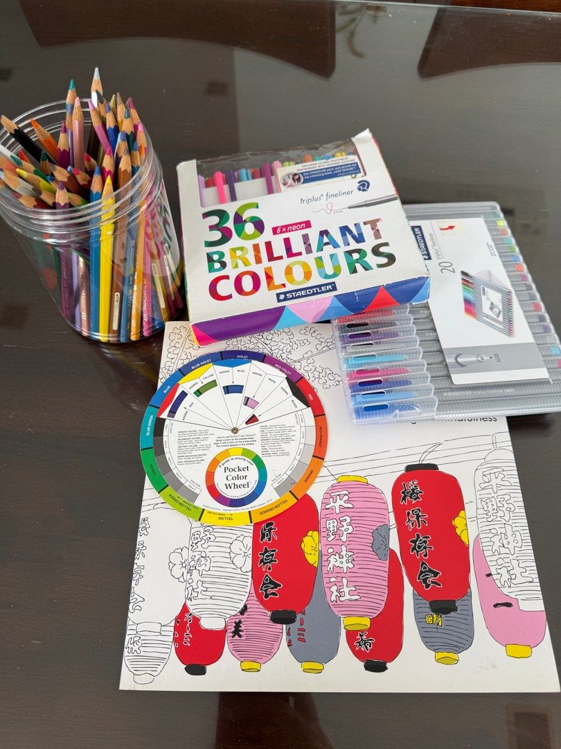 Colouring Book, Staedtler Colouring Pen, Faber Castell Coluring Pencils ...