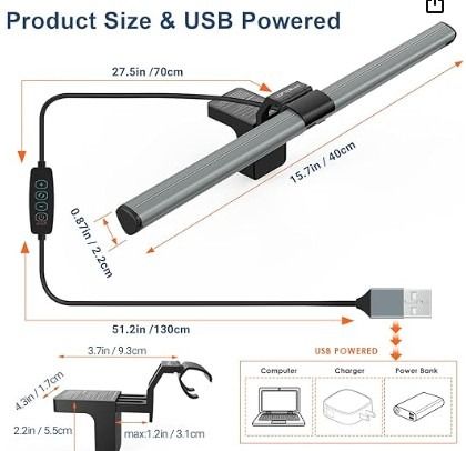 Computer Monitor Screen Light Bar e-Reading LED Task Lamp with No Glare ...