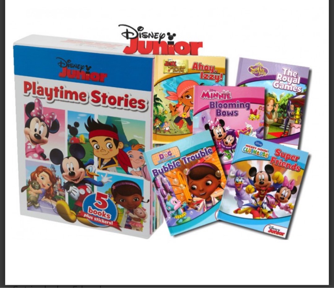 Disney Jr Playtime Large Stories Box Set - 5 Hardcover Books + Stickers ...