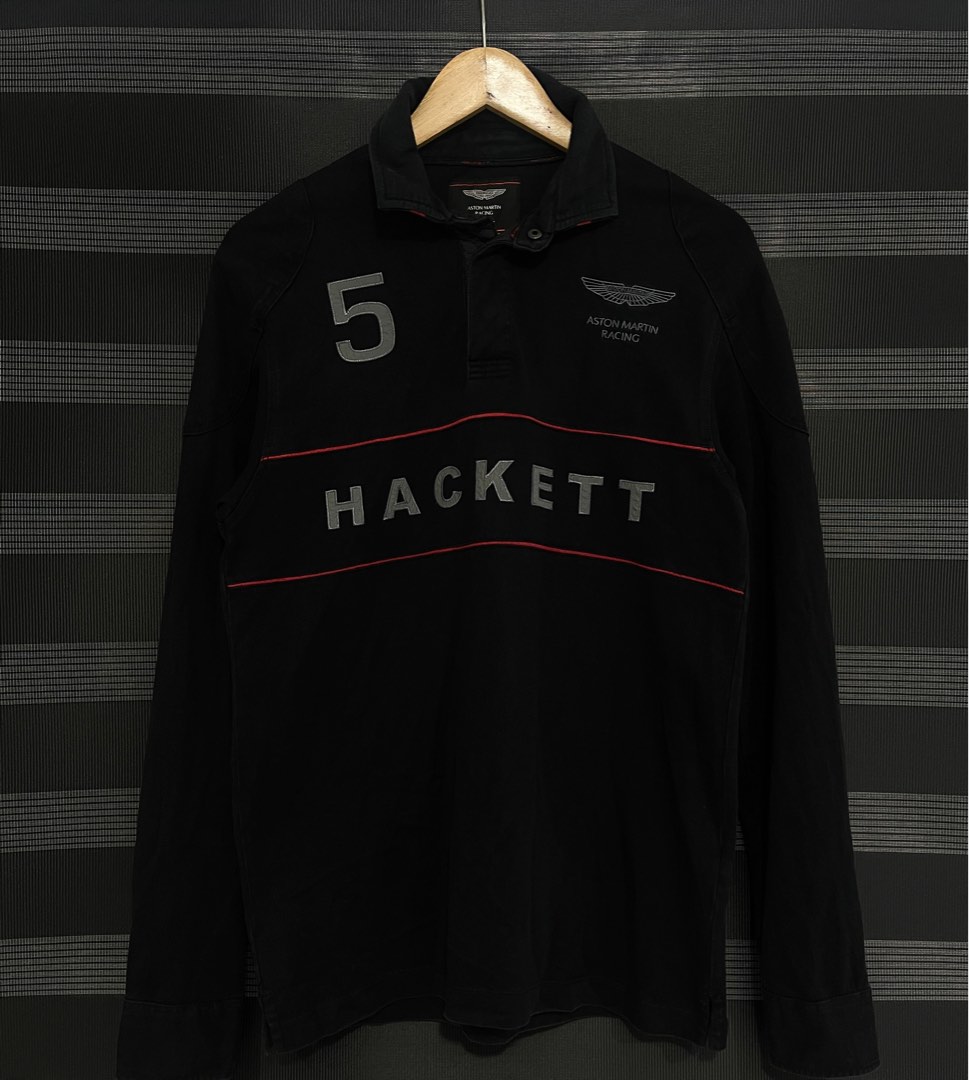 Hackett Aston Martin Racing Rugby Polo, Men's Fashion, Tops & Sets ...