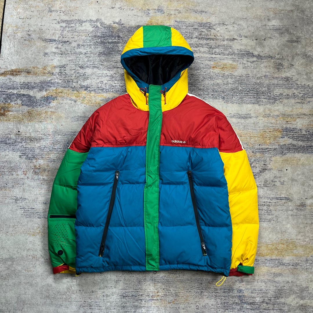 Jaket Outdoor Adidas multi color down jacket, Fesyen Pria, Pakaian ...