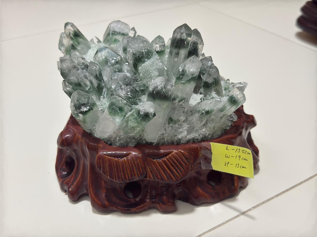 Lab-grown crystal cluster with customised pedestal, Furniture & Home ...