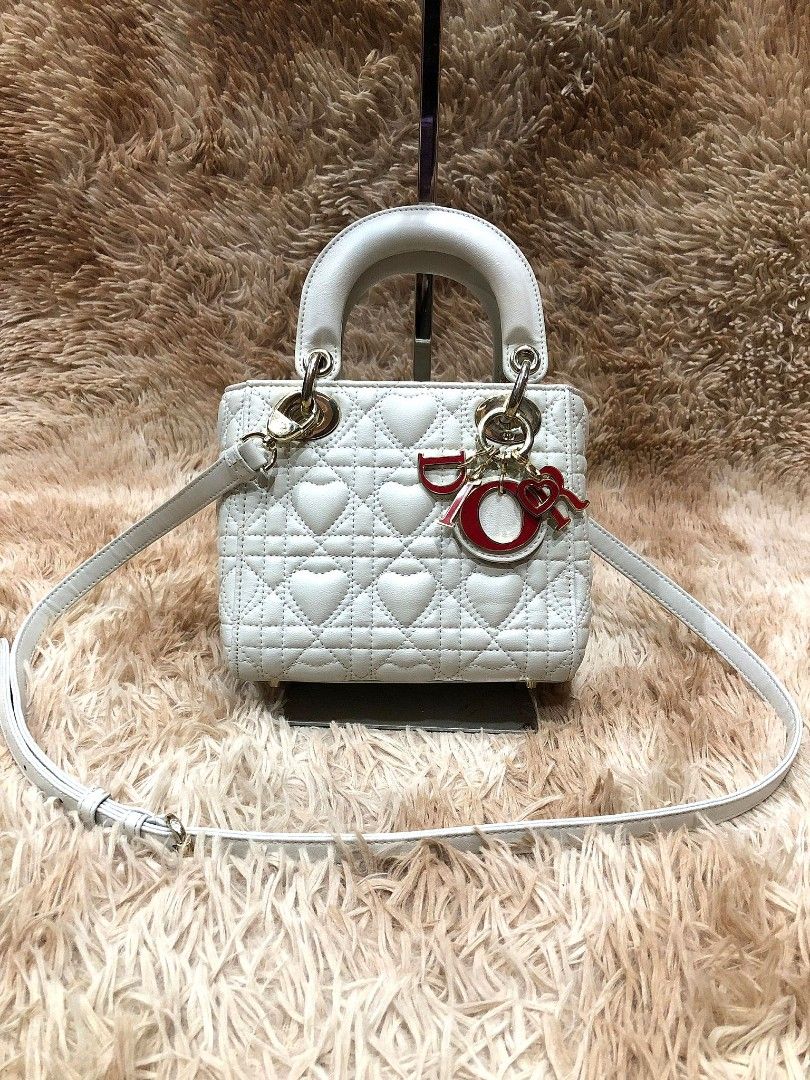 LADY DIOR MINI WHITE TOP HANDLE TWO WAY BAG, Luxury, Bags & Wallets on ...