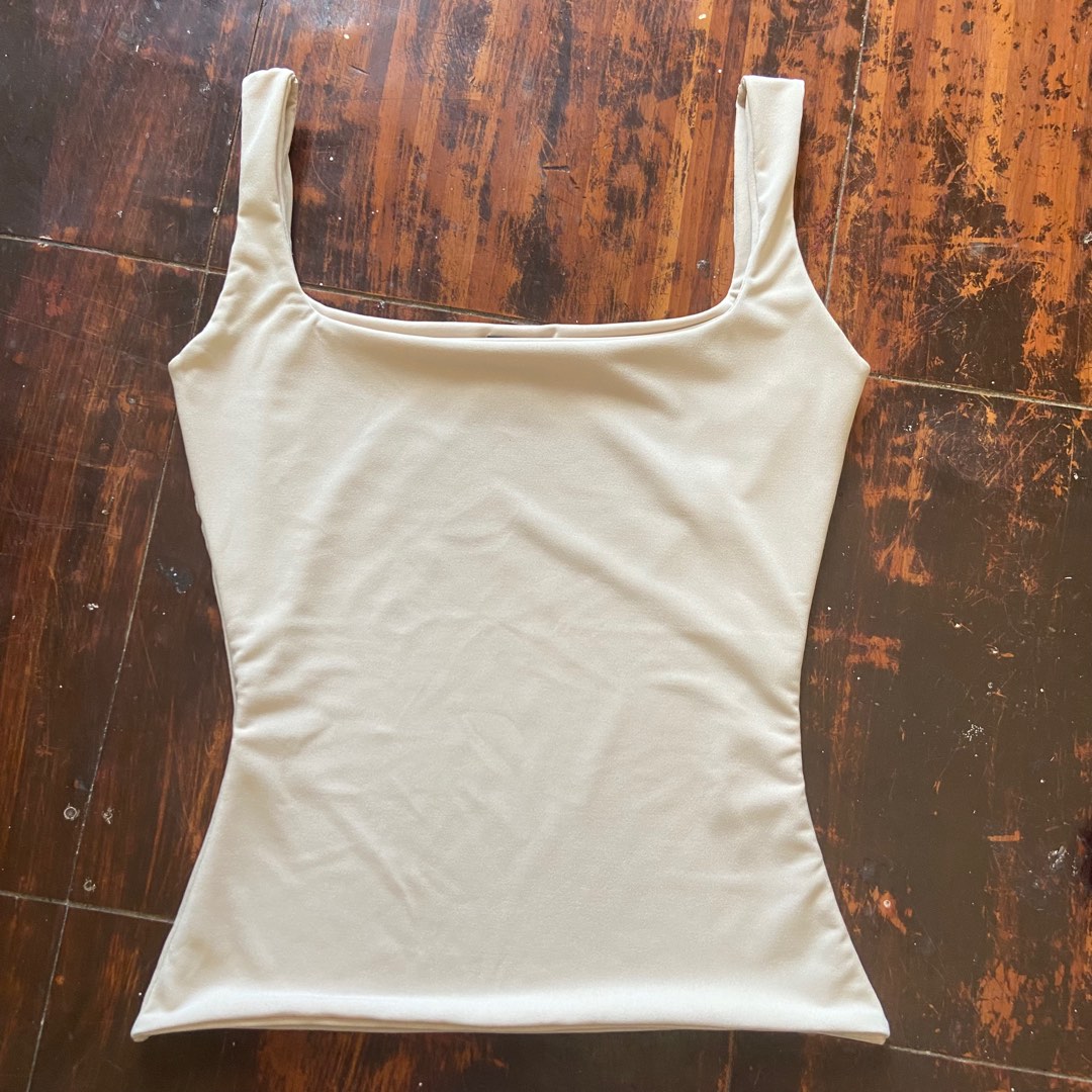 Mera Premium Soft Beige Arya Tank Top Slim Fitting | Y2K Basic Basics ...