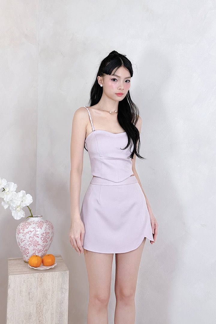 Mikalya Gillian Rounded Slit Skorts in Lilac, Women's Fashion, Bottoms ...