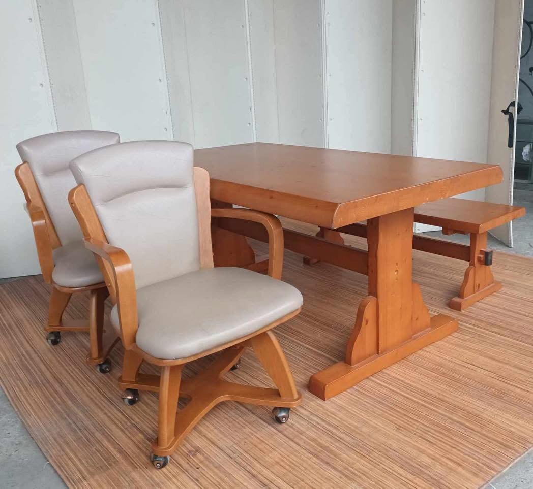 Nitori Solid Wood Dining Set, Furniture & Home Living, Furniture ...