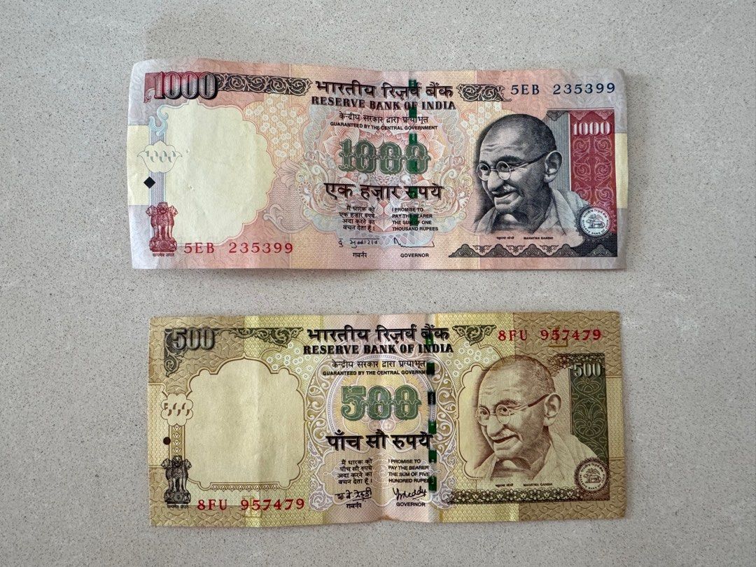 Old Notes - Mahatma Gandhi Indian Rupees 1000 and 500, Hobbies & Toys ...