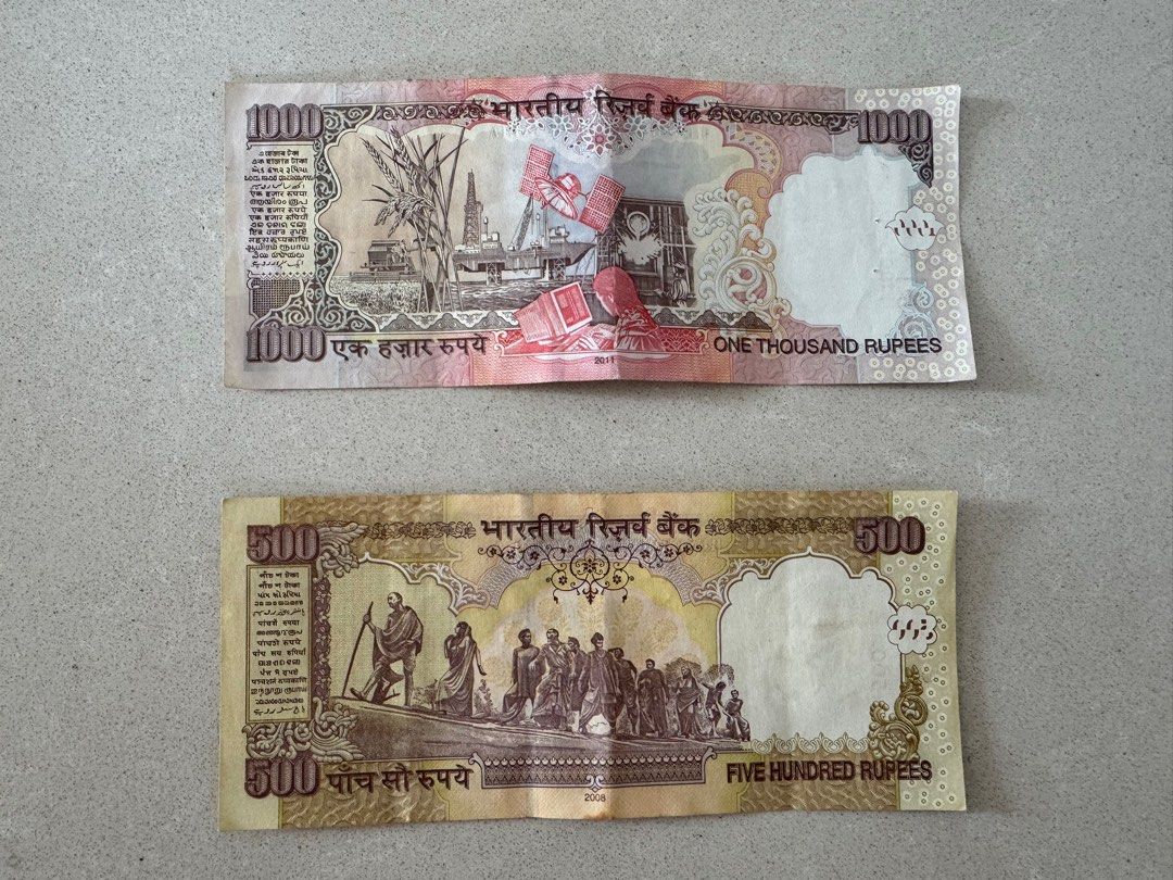Old Notes - Mahatma Gandhi Indian Rupees 1000 and 500, Hobbies & Toys ...
