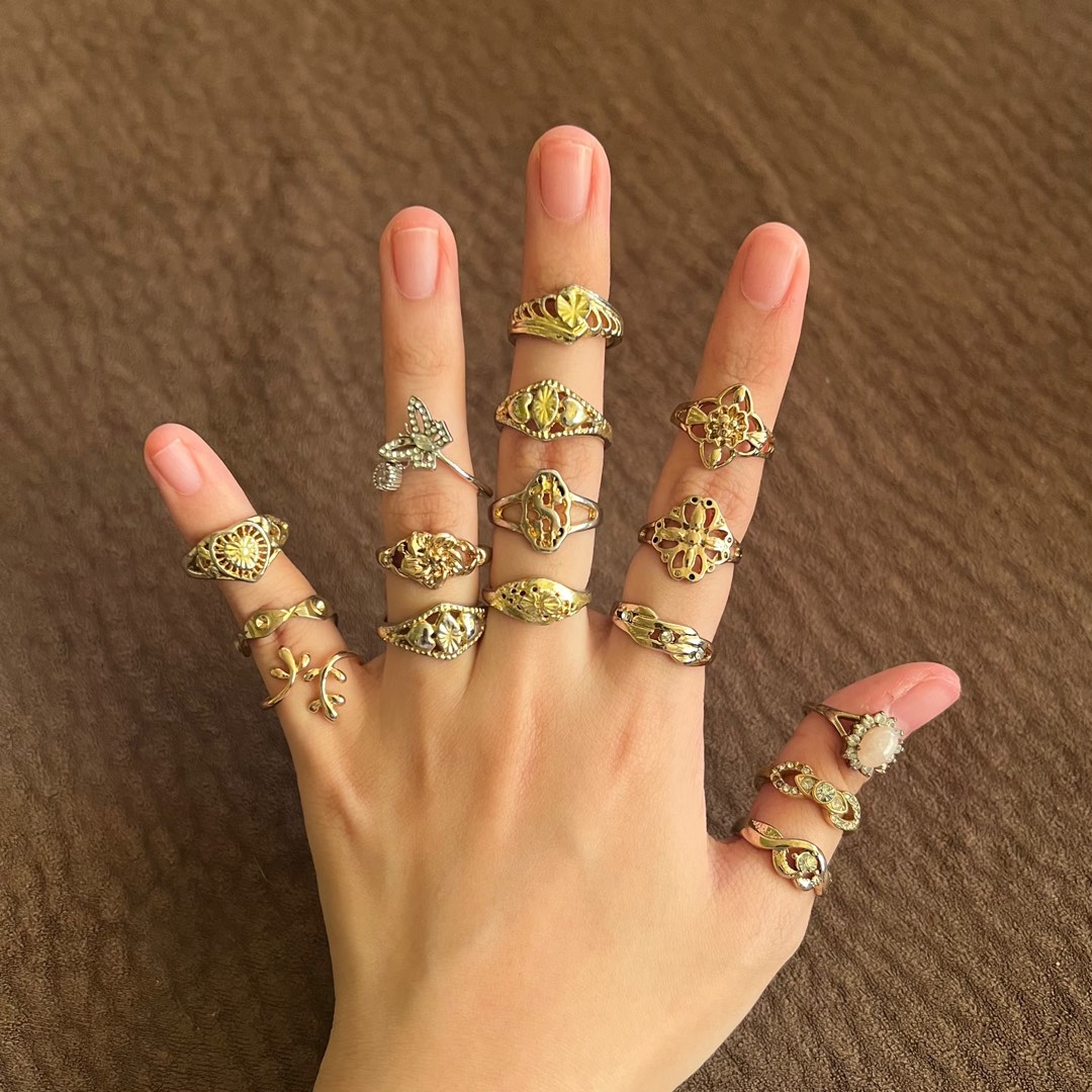 Rare Authentic vintage and modern rings gold, silver, two toned, sade, chunky, rococo style ...