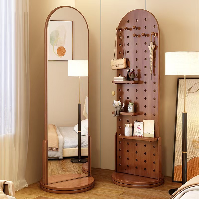 Rotating full body mirror hole plate dressing mirror household clothes ...