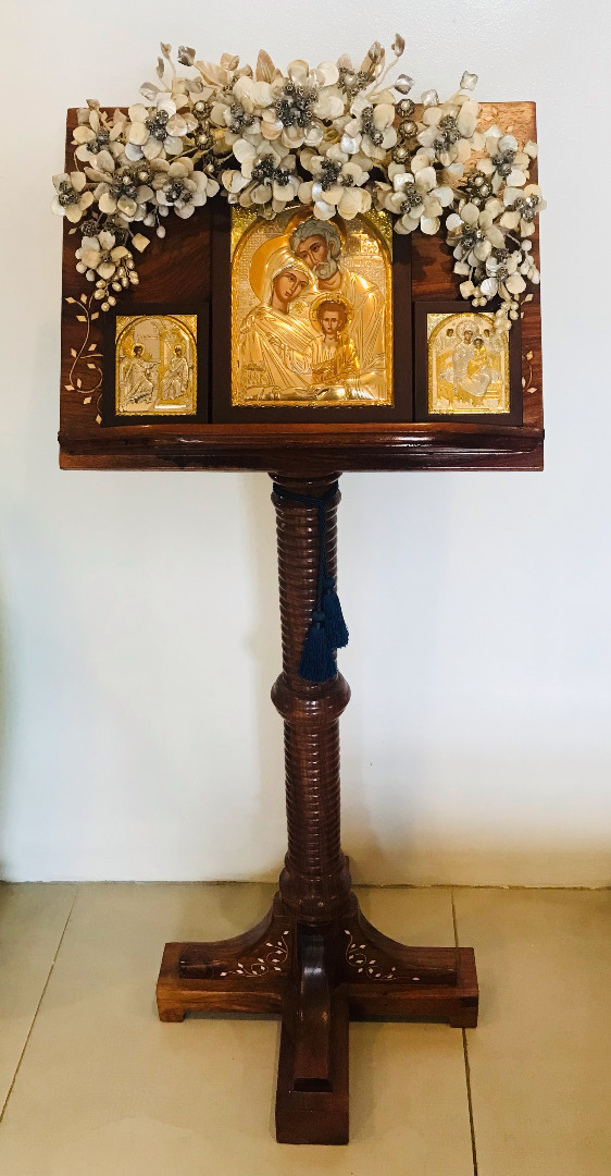 Silver Axion Byzantine Icons in Wooden Caballete with Carabao Bone ...