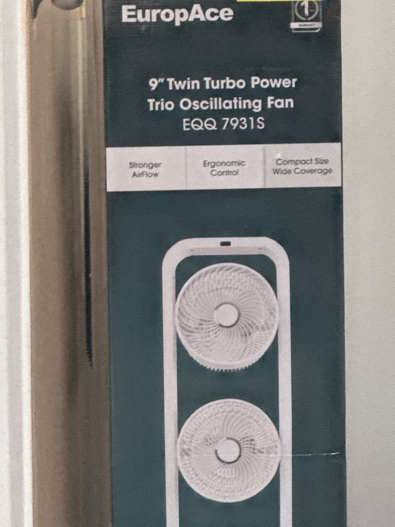 [EuropAce Fan] 9" Twin Turbo Power Trio Oscillation Fan | EQQ7931S ...