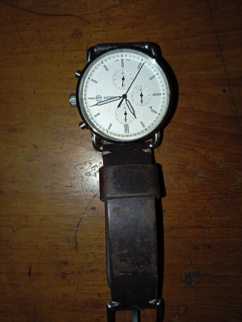 The Commuter Chronograph Brown Leather Watch, Fesyen Pria, Jam Tangan ...