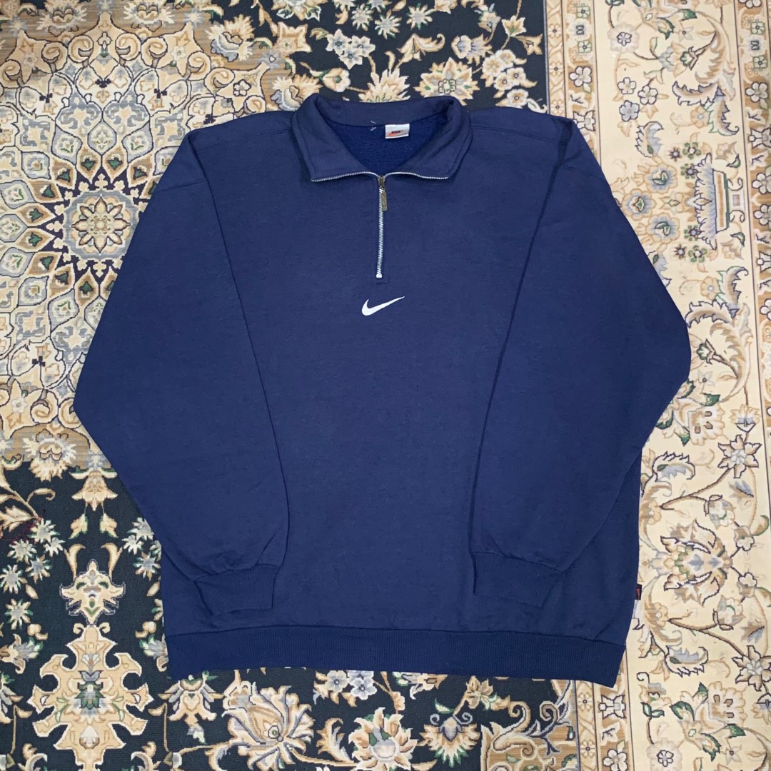 Vintage 90’s Nike Center Half Zipper / Halfzip Halfzipper Half Zip OPT SVG, Men's Fashion, Tops ...