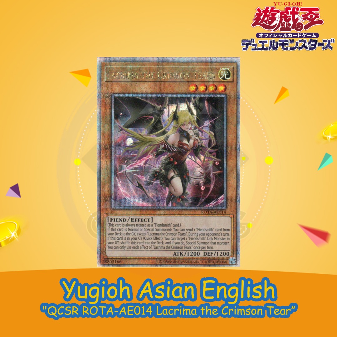 Yugioh Asian English QCSR ROTA-AE014 Lacrima the Crimson Tear, Hobbies & Toys, Toys & Games on ...