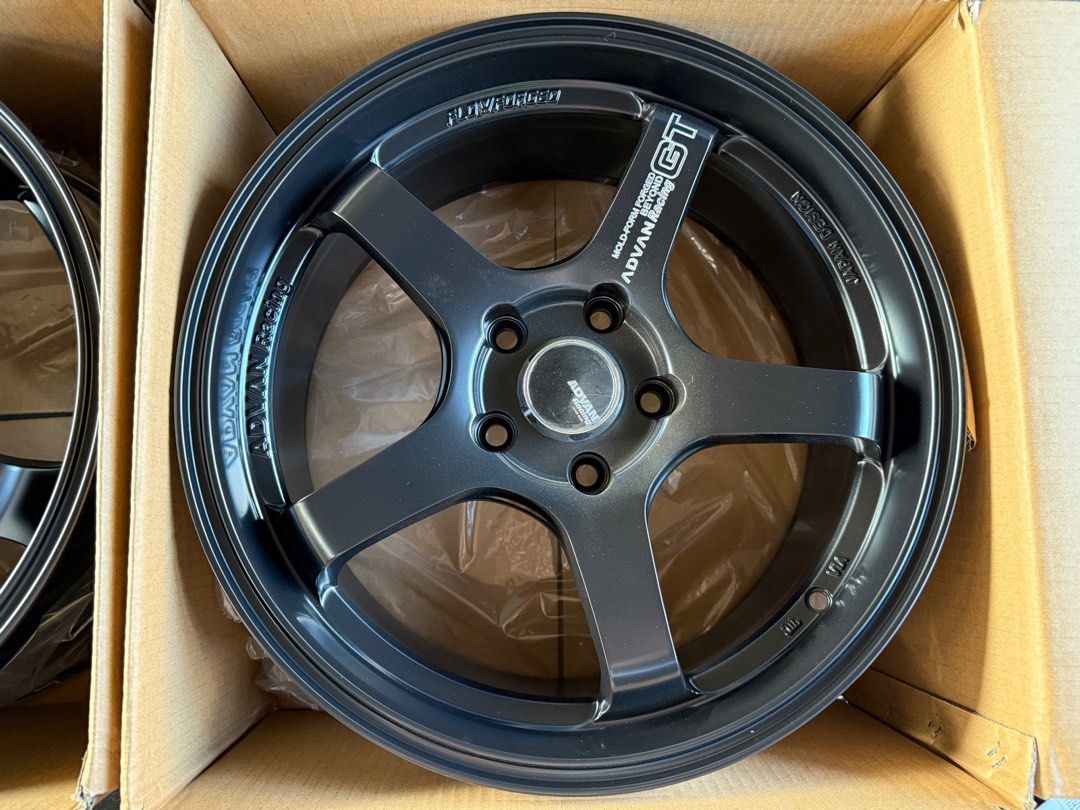 17” Advan GT Design code RGWG37FF Black mags 5Holes pcd 114 Bnew, Car ...