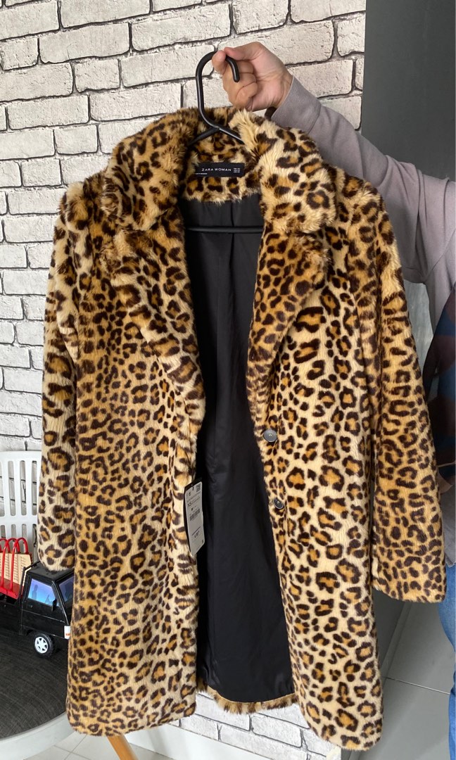 (ASLI - NEW ) Leopard Coat Zara Woman, Fesyen Wanita, Pakaian Wanita ...