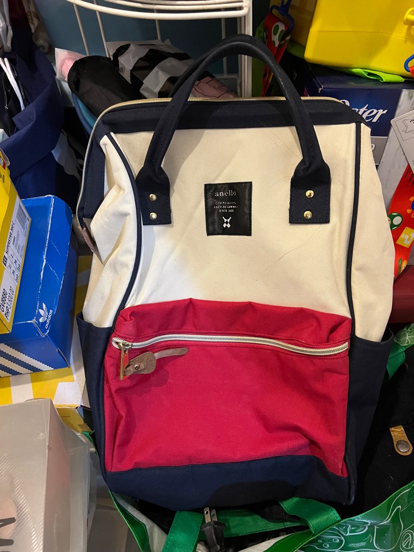 AUTHENTIC Anello Backpack Big Size Cream Red Blue School, Women's ...