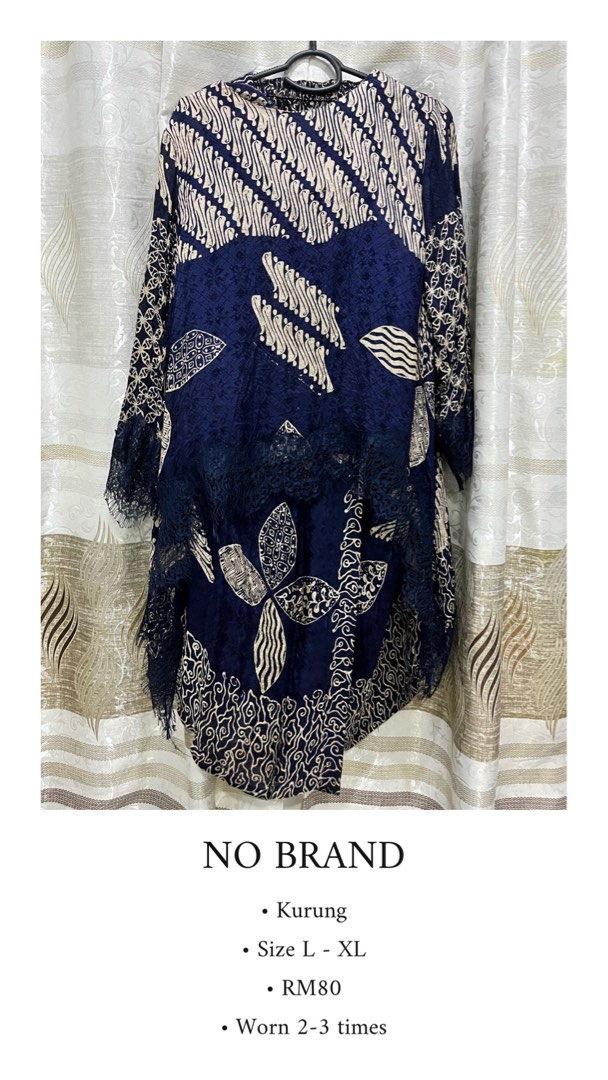 Baju Kurung for Raya (Navy Blue), Women's Fashion, Dresses & Sets ...