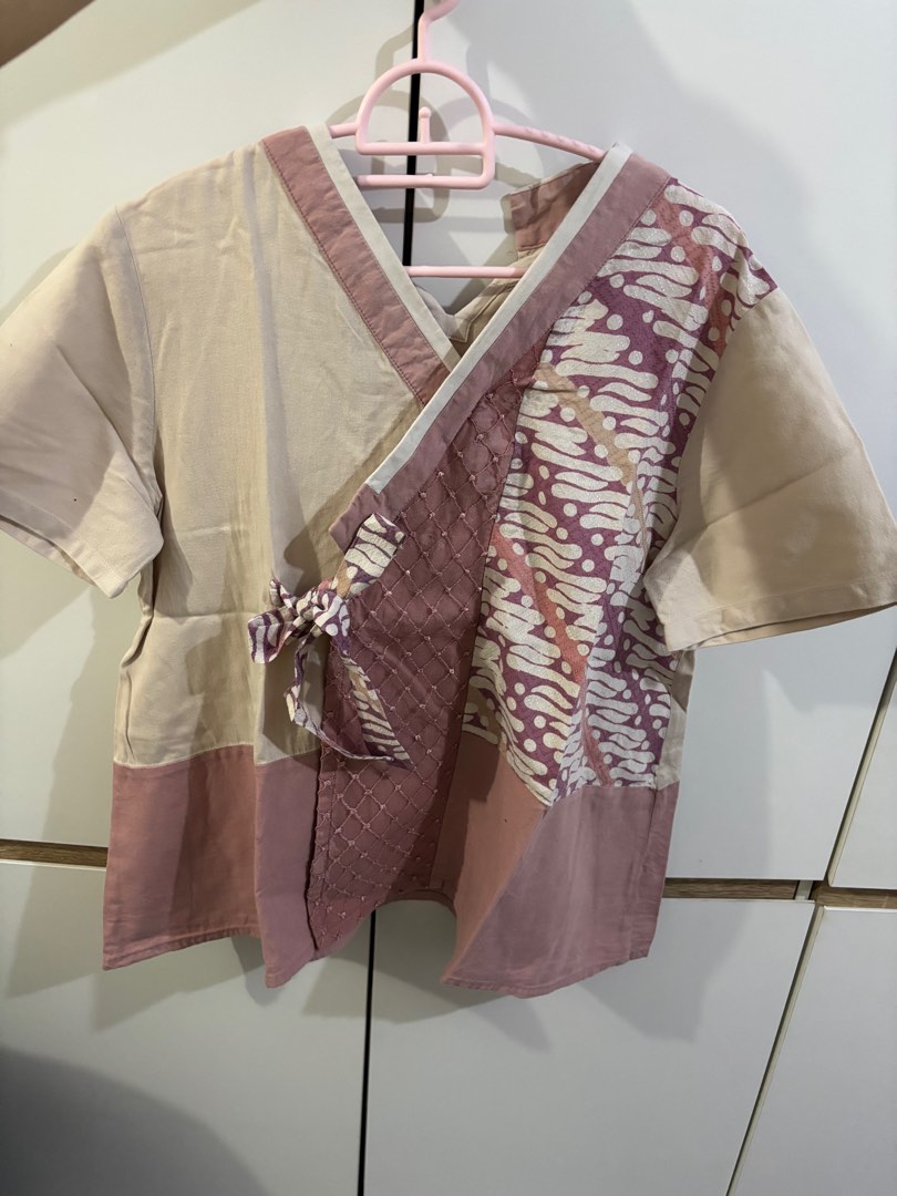 Batik Sovinska Korean Hanbok Style Dusty Pink Beige, Fesyen Wanita ...