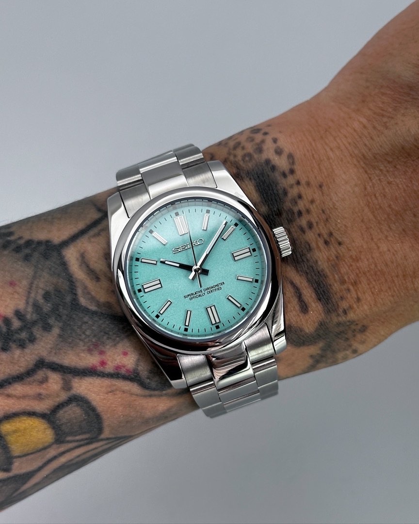 Custom Seiko Mod 36mm Turquoise Green Oyster Perpetual Automatic Watch ...