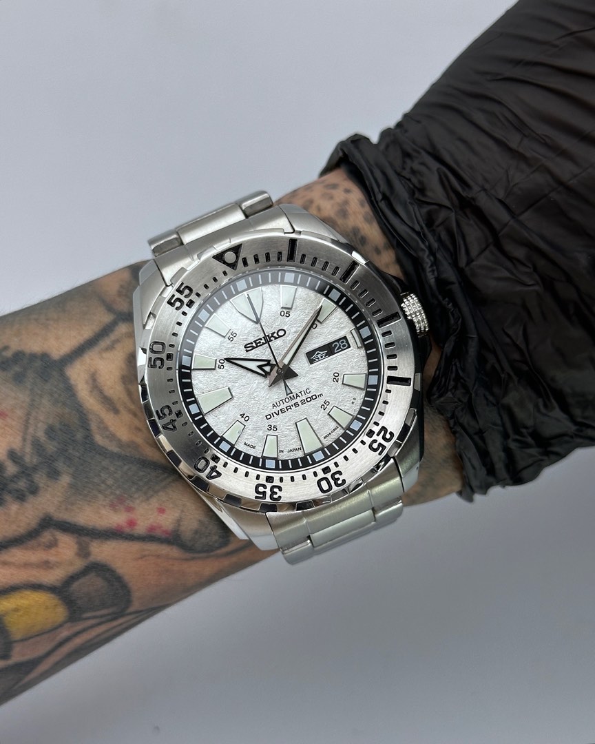 Custom Seiko Mod 44mm White Frost Baby Monster Automatic Watch, Men's ...