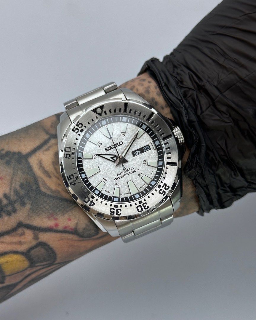Custom Seiko Mod 44mm White Frost Baby Monster Automatic Watch, Men's ...