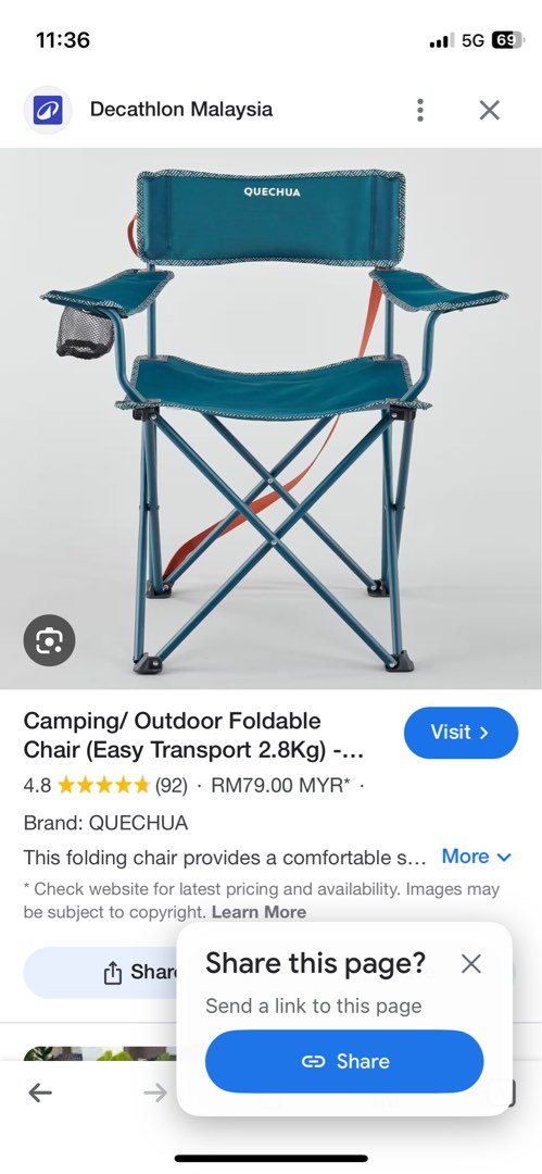 Decathlon Folding Chair, Furniture & Home Living, Furniture, Chairs on ...