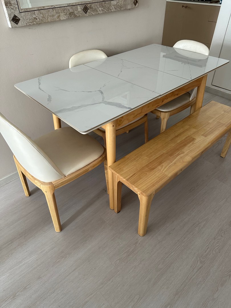 Extended Sintered Stone Table Set, Furniture & Home Living, Furniture ...