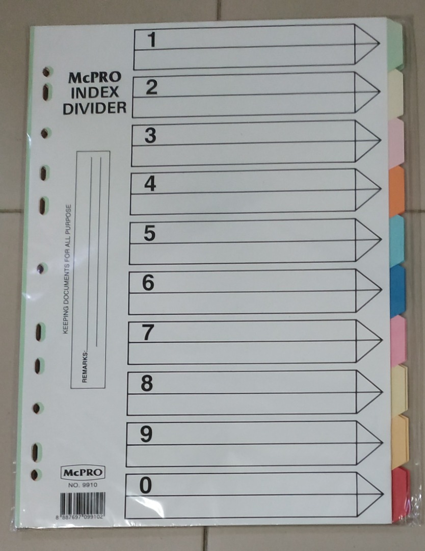 File Index Divider, Hobbies & Toys, Stationery & Craft, Stationery ...