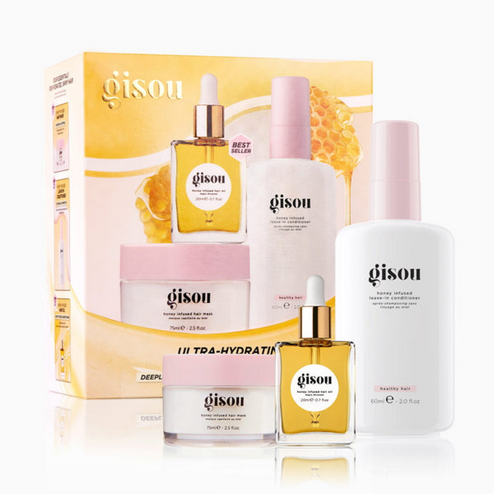 GISOU Ultra Hydrating Hair Heroes 3in1 SET GISOU Honey Infused Hair Oil ...