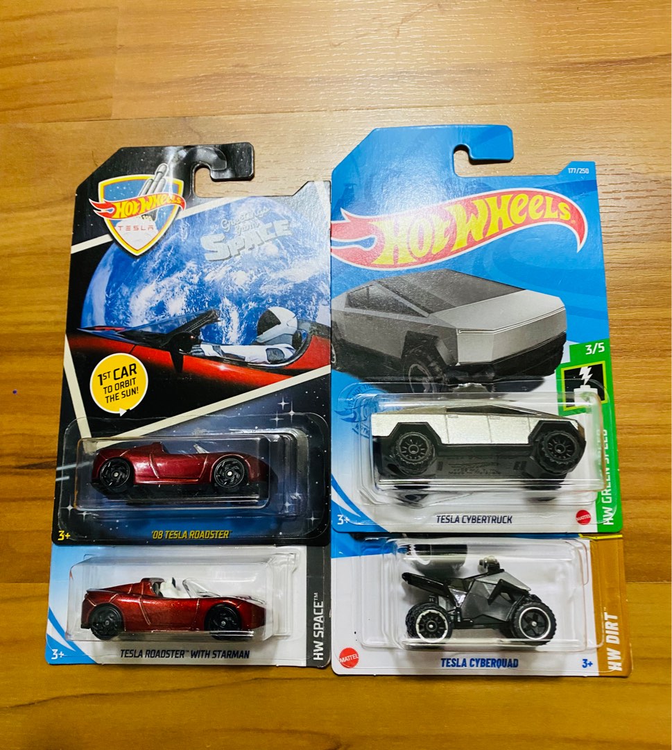 Hot Wheels TESLA Roadster Starman ORBIT Cybertruck Cyberquad, Hobbies ...