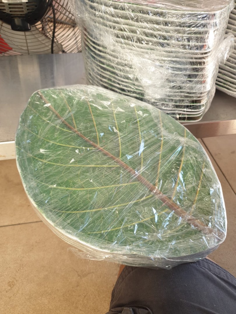 Leaf plate & halal green spoon and fork, Furniture & Home Living ...