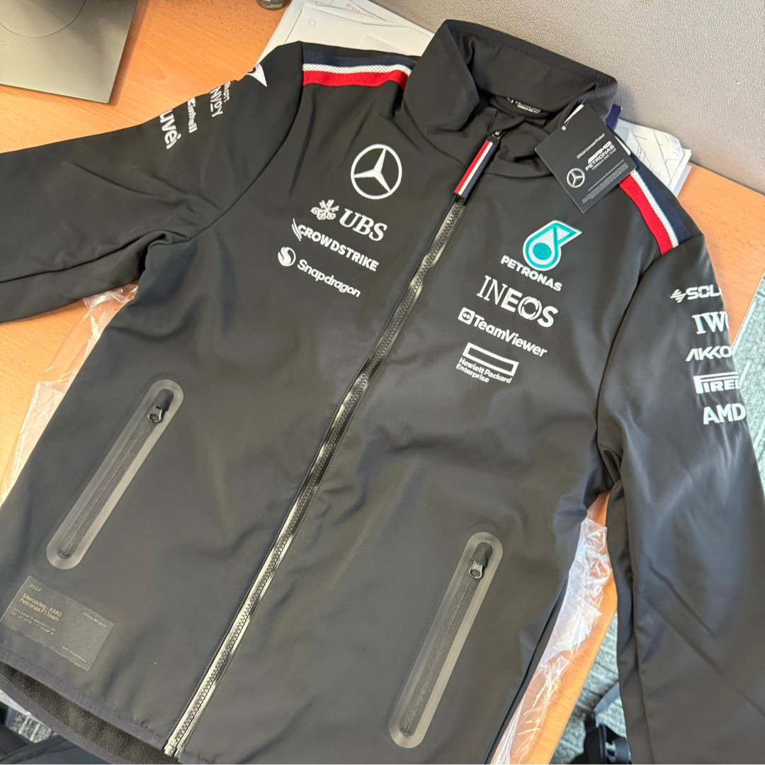 Mercedes AMG PETRONAS Softshell Team Jacket 2024, Men's Fashion, Coats ...