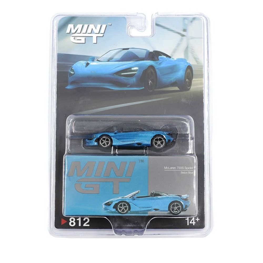 Mini GT 1/64 Scale McLaren 750S Spider Belize Blue #812 Die-cast Car ...