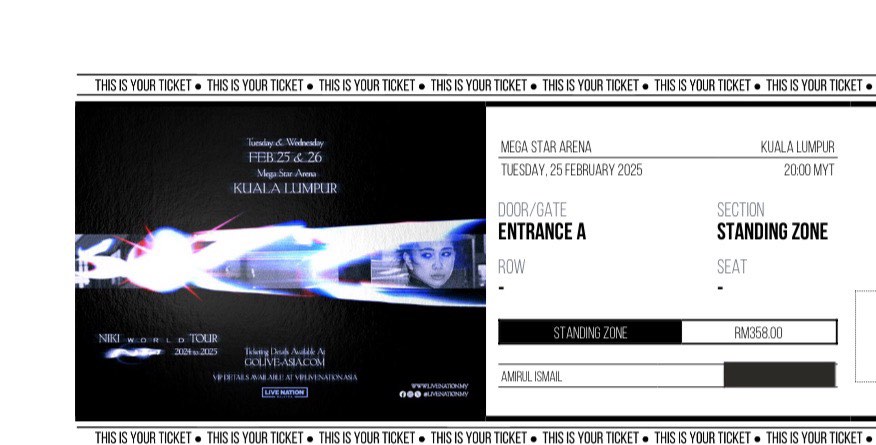 Niki Buzz World Tour Concert Ticket 25/02 Standing !!!, Tickets ...