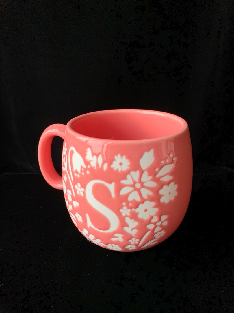 NOS FOX & IVY PINK WITH WHITE FLORAL (S) ALPHABET MUG — EXCLUSIVE ...