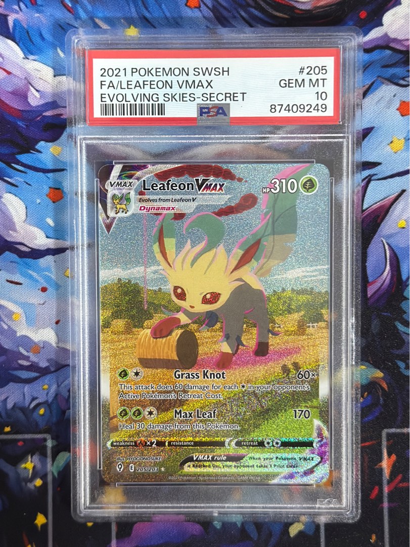 Pokemon Leafeon VMAX Evolving Skies Secret Rare Full Alt Art #205 PSA ...