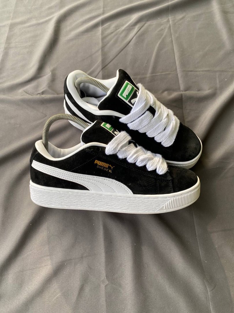 PUMA SUEDE XL BLACK WHITE (LIKE NEW WITH BOX), Fesyen Pria, Sepatu ...