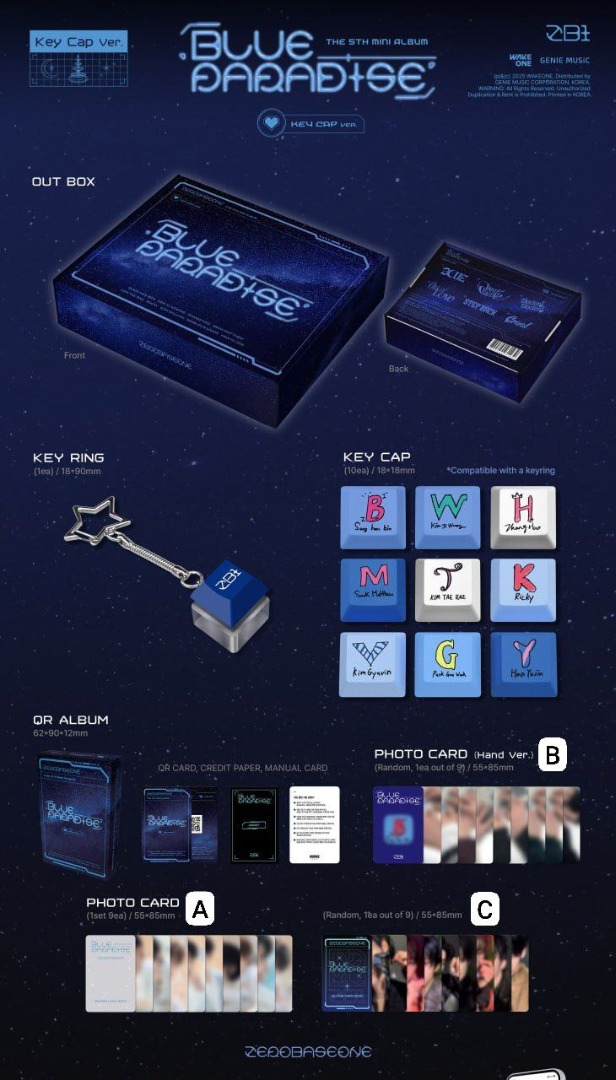 [SG PO[ ZB1 [BLUE PARADISE] KEY CAP VER. PRE ORDER BENEFITS ZEROBASEONE ...